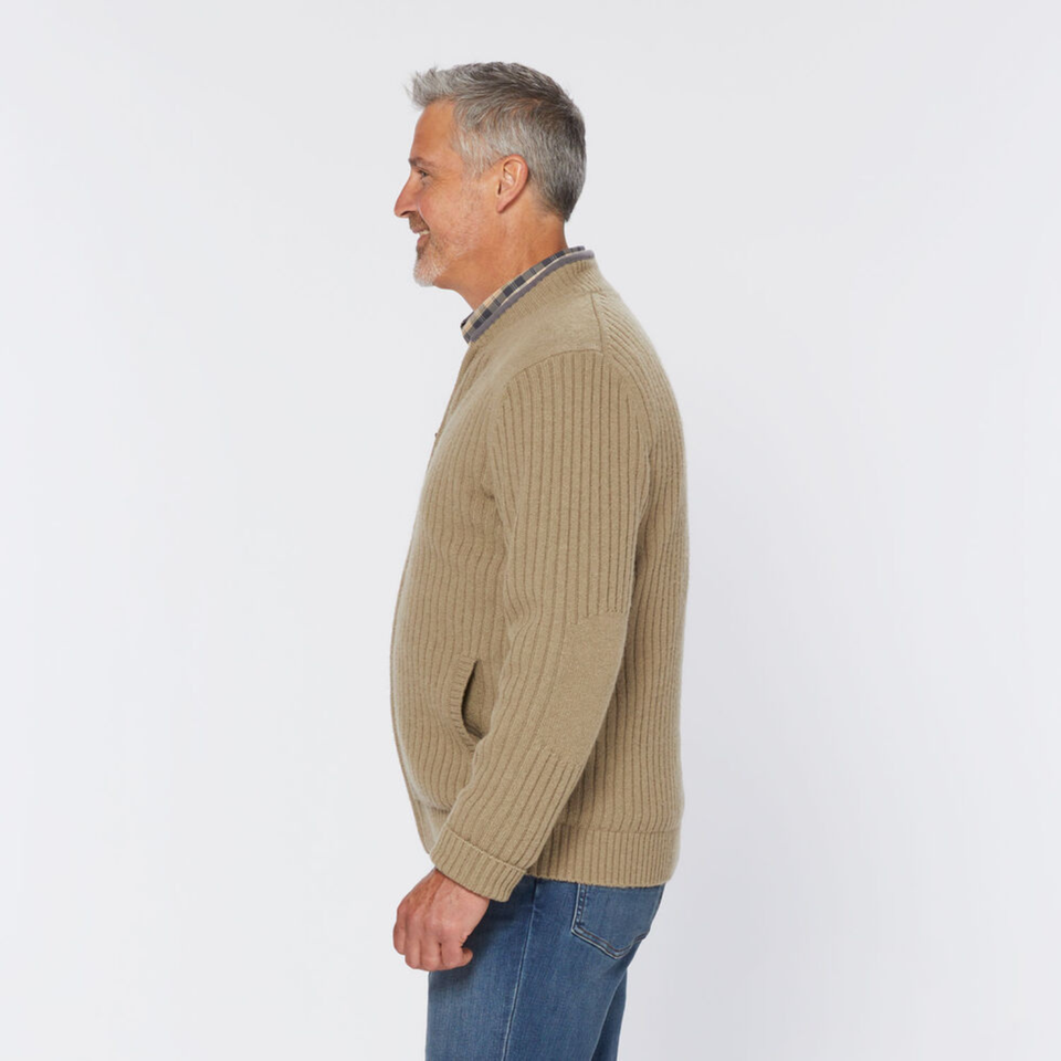 Duluth Men’s Shetland Wool Windproof Full Zip Sweater Heavy Knit Warm ...