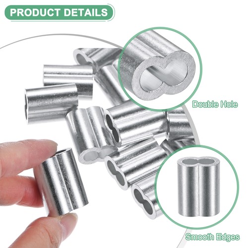 25-Pack Aluminum Crimping Loop Sleeves 6mm 1/4" Double Round for Wire ...