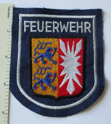 Original SCHLESWIG HOLSTEIN GERMANY FEUERWEHR FIRE PATCH Post WW2 Vintage | eBay