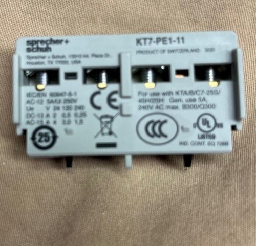 KT7-PE1-11 SPRECHER AND SCHUH 1NO/1NC AUX CONTACT FOR KTA7 MSP ...