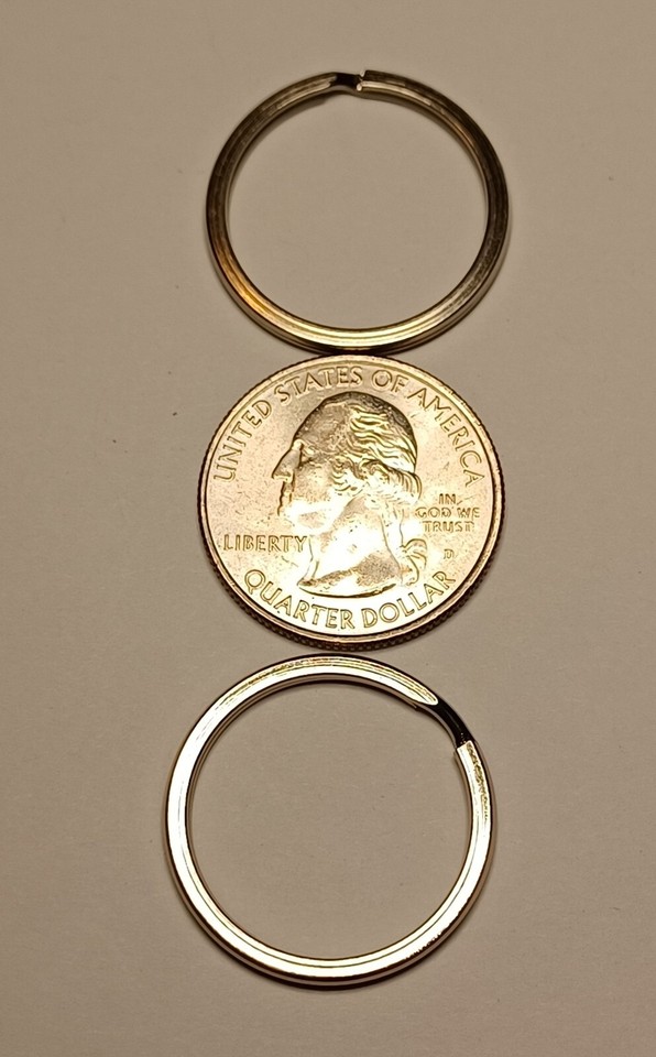 2 New 1 Inch Premium 25mm Nickle Plated Flat Split Ring Key Rings Key ...