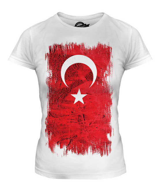 TURKEY GRUNGE FLAG LADIES T-SHIRT TEE TOP TURKIYE FOOTBALL TURKISH GIFT ...