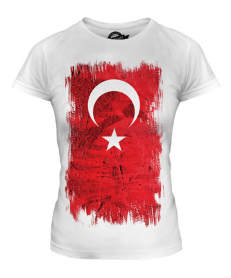 TURKEY GRUNGE FLAG LADIES T-SHIRT TEE TOP TURKIYE FOOTBALL TURKISH GIFT ...