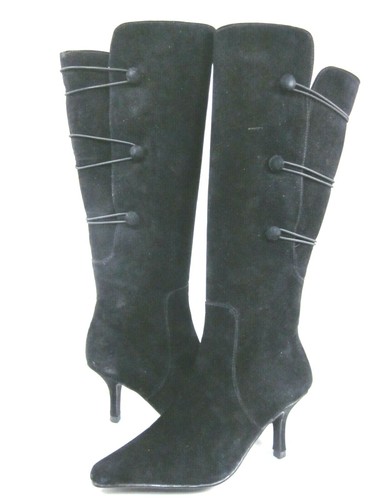 SANZIA WOMEN'S CALLISTA TALL BUTTON FASHION BOOTS,BLACK SUEDE,US SIZE 8 ...