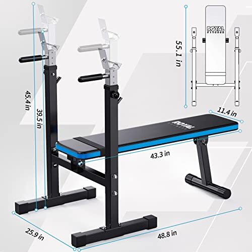 Adjustable Weight Bench with Barbell Rack, Weight Lifting Bench Press ...