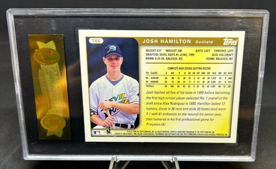 1999 Topps Traded Rookie Baseball Card Josh Hamilton T66 Graded Mint 96 ...