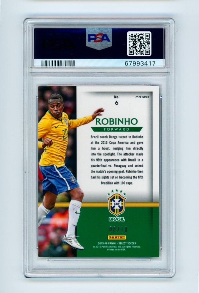 2015-16 Robinho Panini Select National Pride Gold Prizm Brazil Card 8/ ...