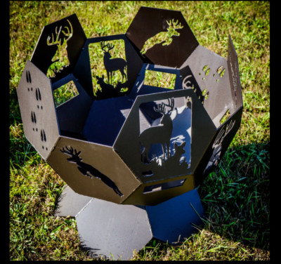 Fire Pit is Deer Geodesic Wood Burning Fire Bowl Whitetail Heavy Duty ...