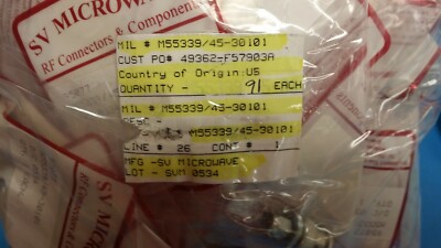(1 PC) M55339/45-30101 SV MICROWAVE RF MIL Spec Connectors SMA PLG-BNC ...
