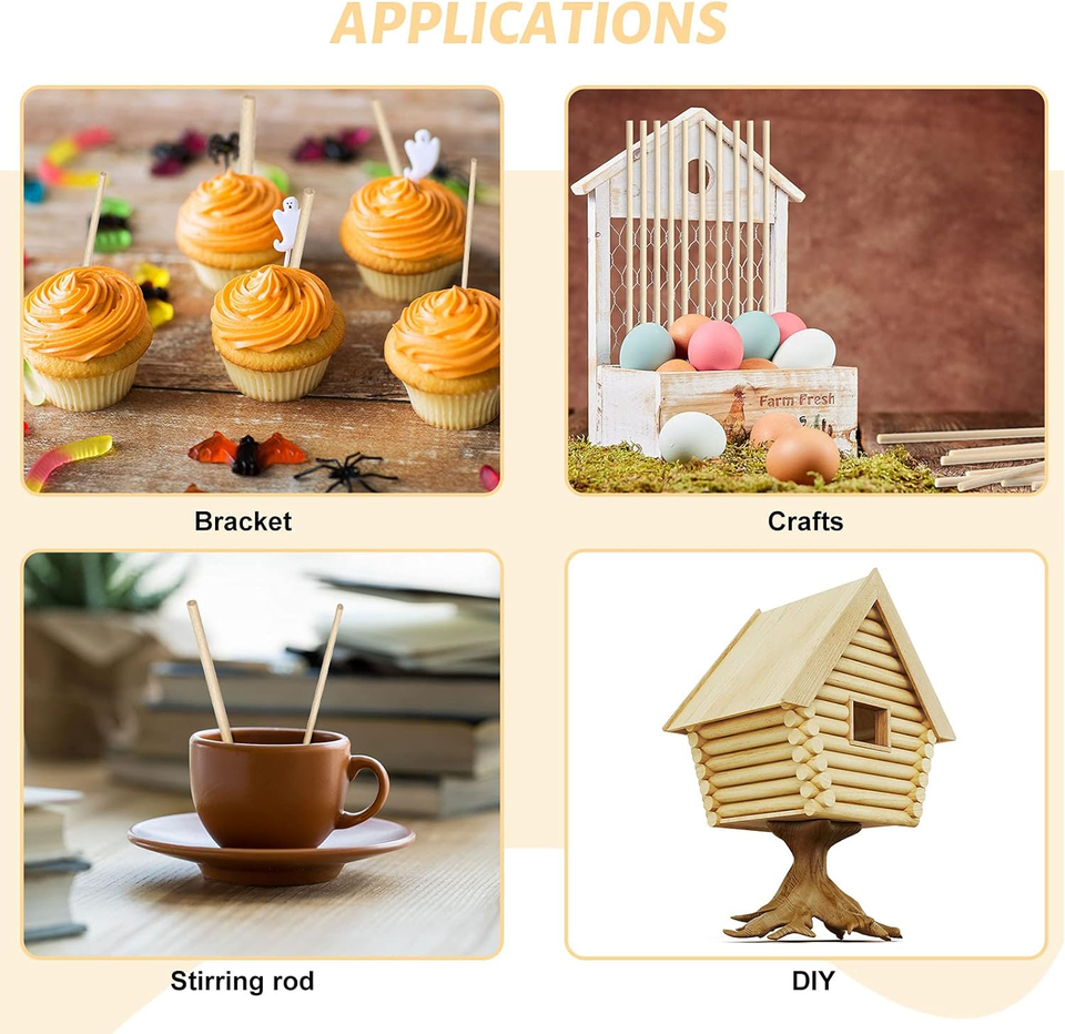 100 Pcs Wood Dowels Assorted Sizes Dowel Rods for Crafting Wood Sticks ...