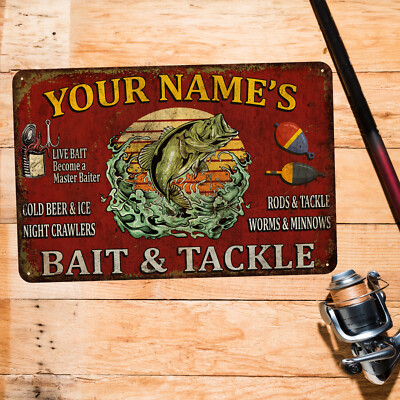 Custom Fishing Bait Tackle Sign Man Cave Lodge Lake House Decor ...
