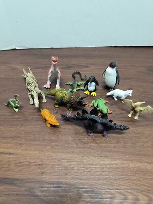 Lot Of 12 Small PVC Plastic Rubber Animals Mixed Dinosaurs | eBay