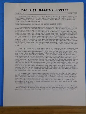 Blue Mountain Express #22 1980 October Western Maryland Historical ...