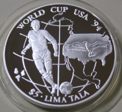 Tokelau 5 Lima Tala 1994 Silber #F6612 Soccer World Cup USA KM#20 | eBay