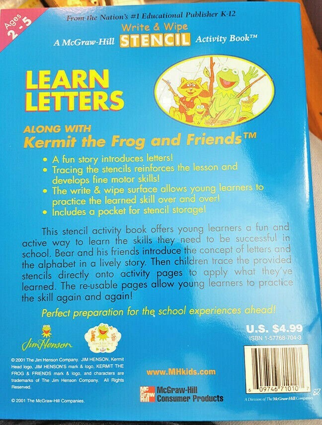 Kermit the Frog & Friends Write/Wipe Activity Book: LEARNING LETTERS ...
