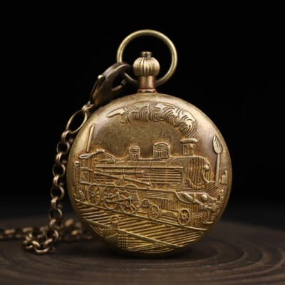 Mechanical Clock Horologe Double Open Vintage Train Mechanical Pocket ...