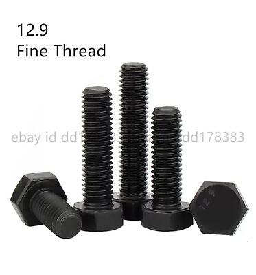 Fine Thread Black 12.9 Steel Hexagon Bolts Hex Head Screws M20 M24 M27 ...