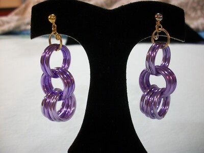 ViNTaGE AVON LooP De LooP 1993 MeTaL PuRPLe DaNGLiNG EaRRiNgS/RaRe ...