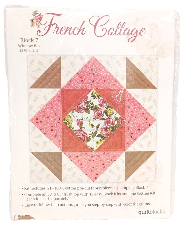 NEW French Cottage BLOCK 7 Window Box Kit By Quilt Blocks 12.5” x 12.5 ...