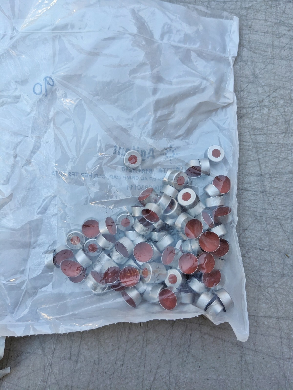 250 x Agilent 5181-1210 Cap Crimp silver aluminum 11 mm PTFE red Rubber ...