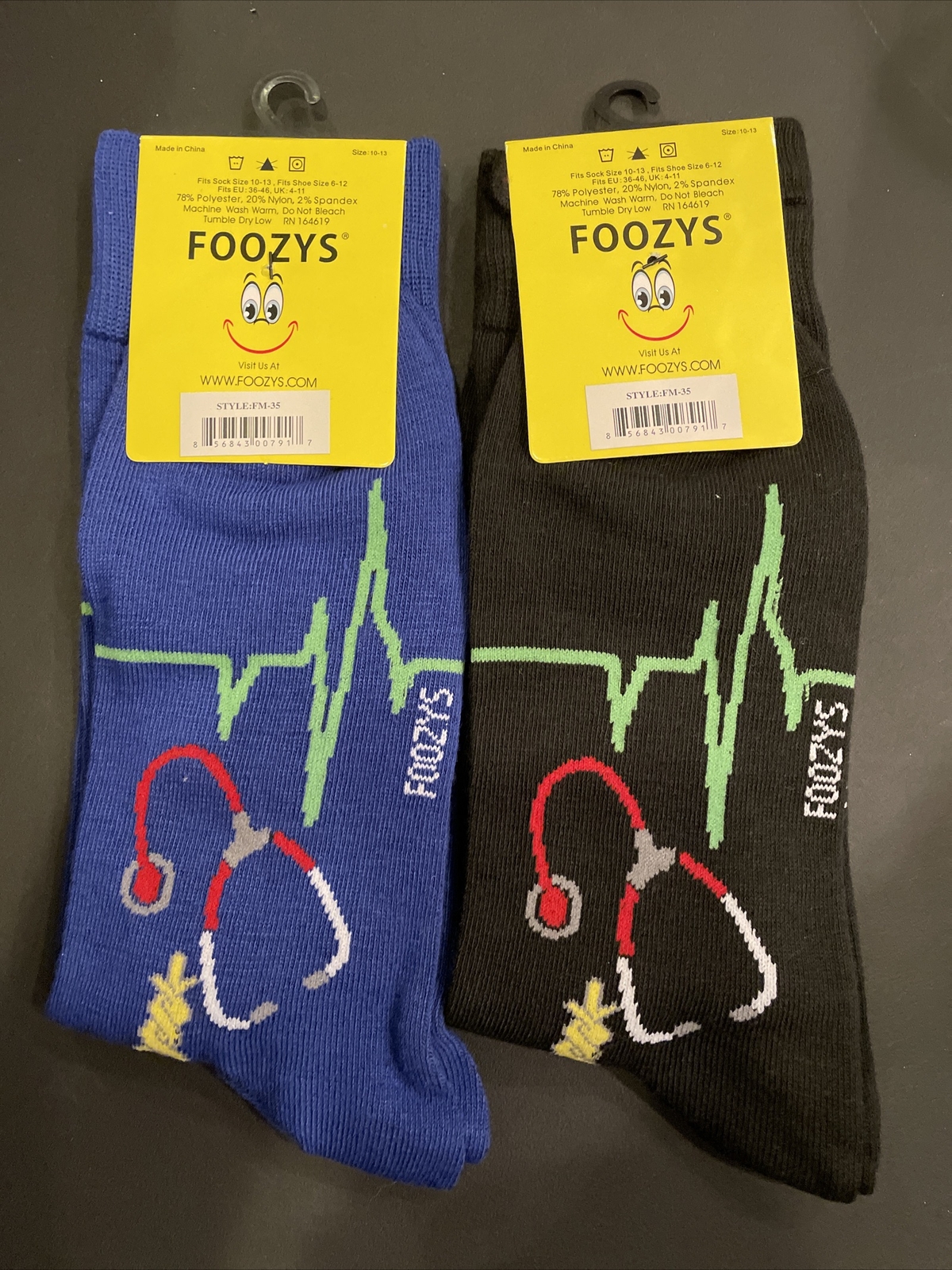 2 Pair Foozys Mens Fun Novelty Socks Medical Doctor RX Cadusa Fathers ...