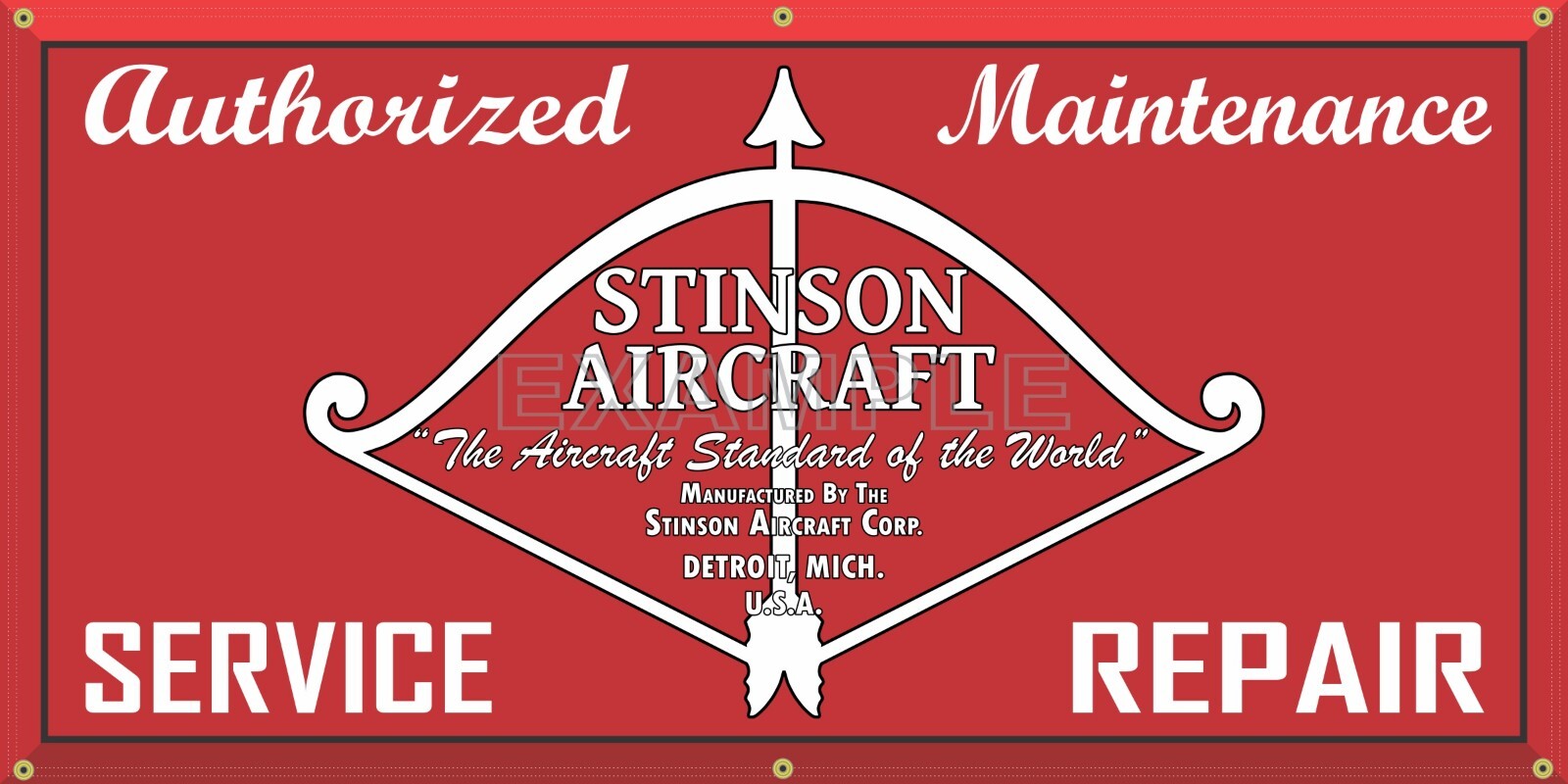 STINSON AIRCRAFT COMPANY AIRPLANE DEALER REPAIR SIGN REMAKE BANNER SIZE ...