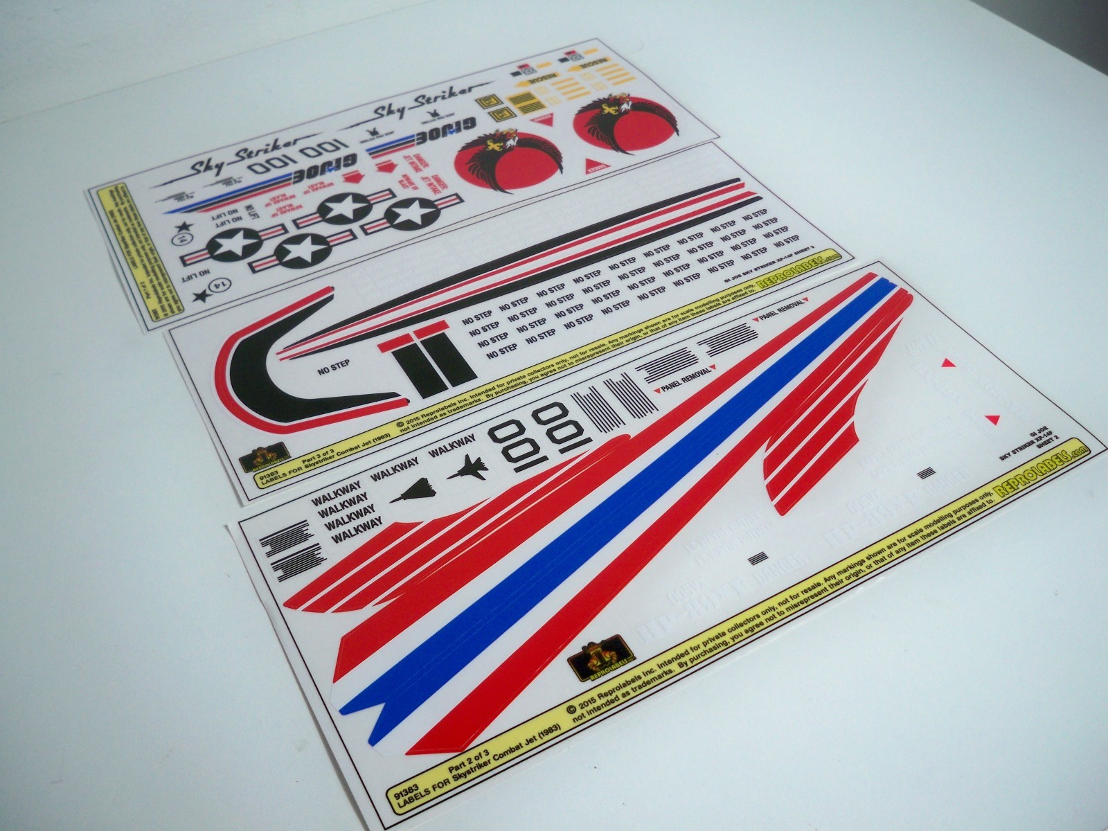 K1846062 SKYSTRIKER F-14 W/ ACE & PARACHUTE REPRO DECALS G.I. JOE 1983 ...