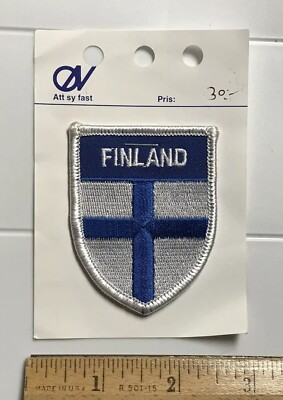 NIP Finland Finnish Flag Silver Blue Cross Souvenir Crest Patch Badge ...
