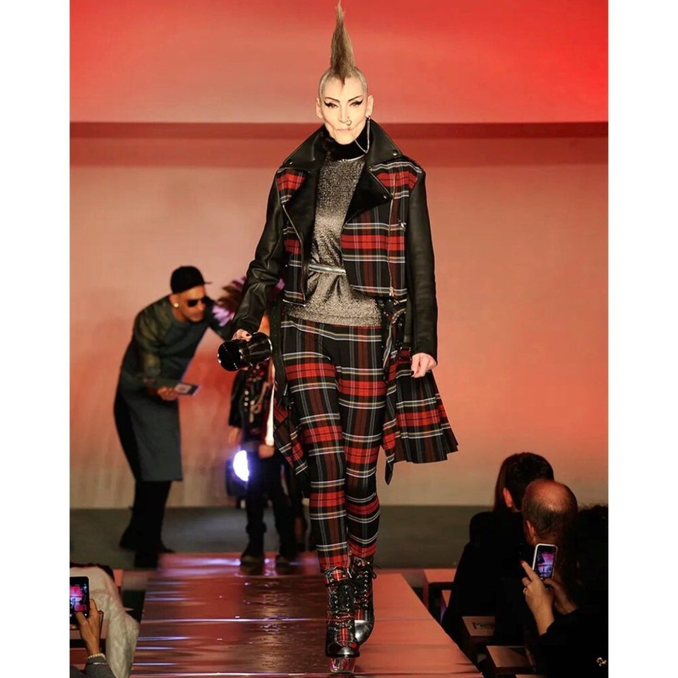 Jean Paul Gaultier Fall 2014 Plaid Convertible Trench Moto Jacket Skirt ...