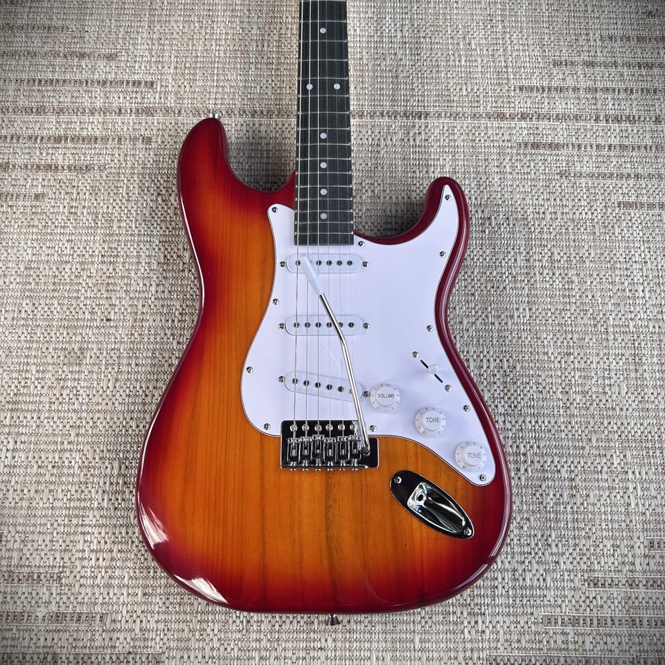Cherry Sunburst Electric Guitar Package with Gig Bag, S-S-S Pickups ...