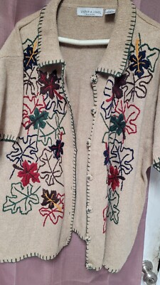 Beautiful FALL Embroidered Sweater By Victoria Jones Woman 3X | eBay