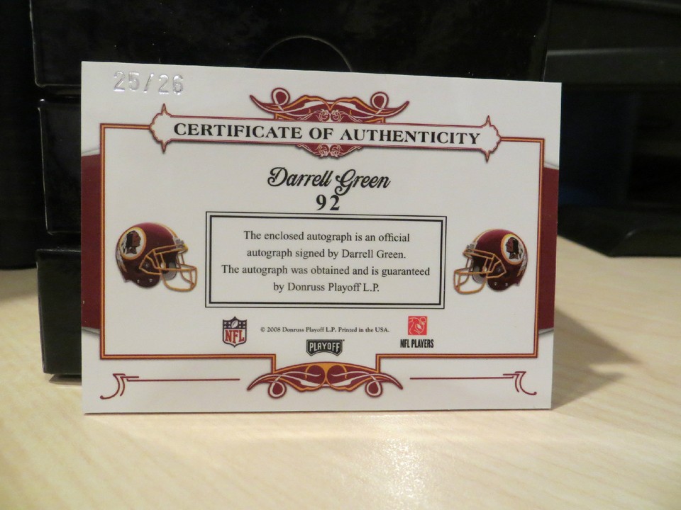 National Treasures Signature Patch Autograph Redskins Darrell Green 25/ ...