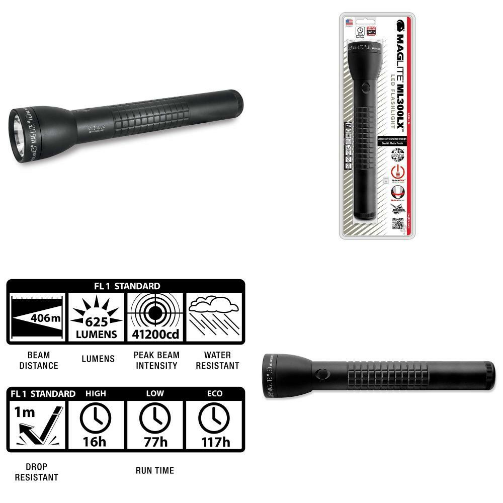 Maglite ML300LX LED 3-Cell D Flashlight, Matte Black 3-D Cell, | eBay