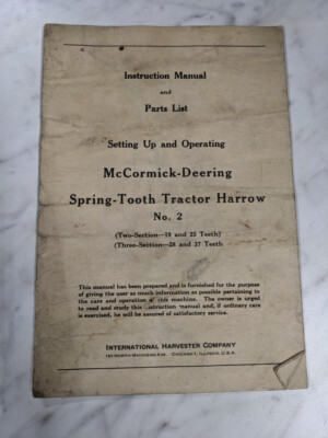 INTERNATIONAL IH MCCORMICK DEERING SPRING TOOTH HARROW #2 OPERATOR ...