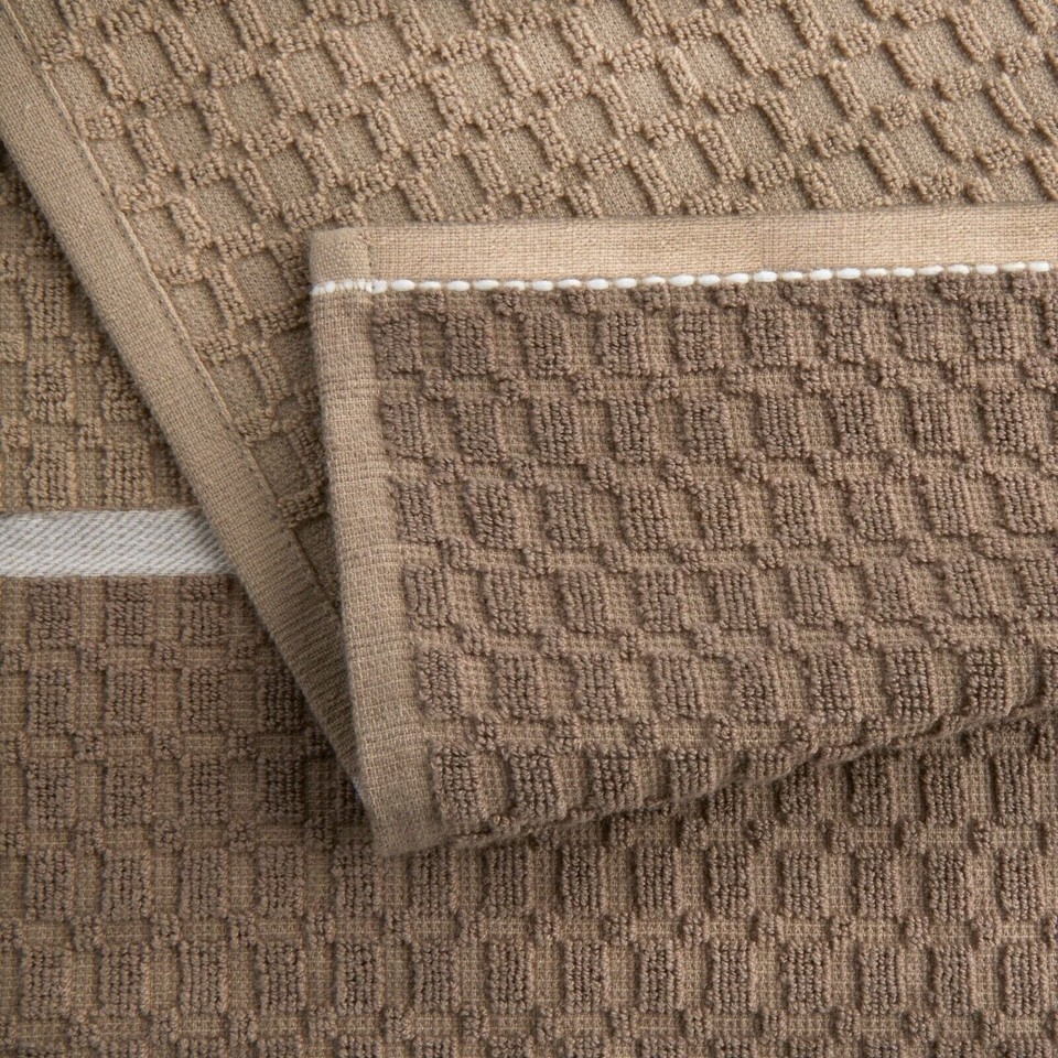 Siena Tan Brown Kitchen Towels Absorbent Cotton Contrasting Color ...