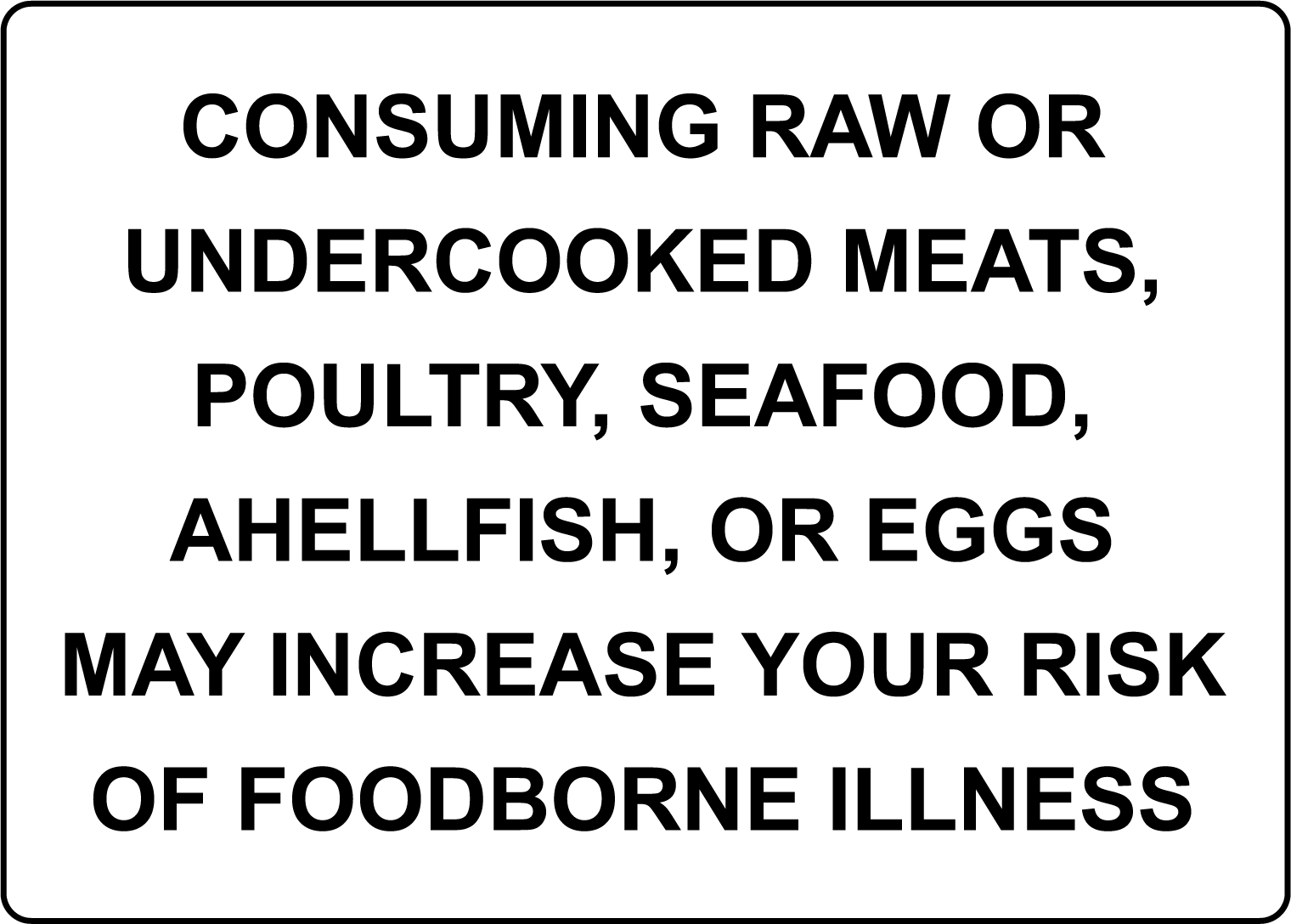 CONSUMING RAW UNDERCOOKED MEATS POULTRY SEAFOOD,| Laminated Vinyl Decal ...