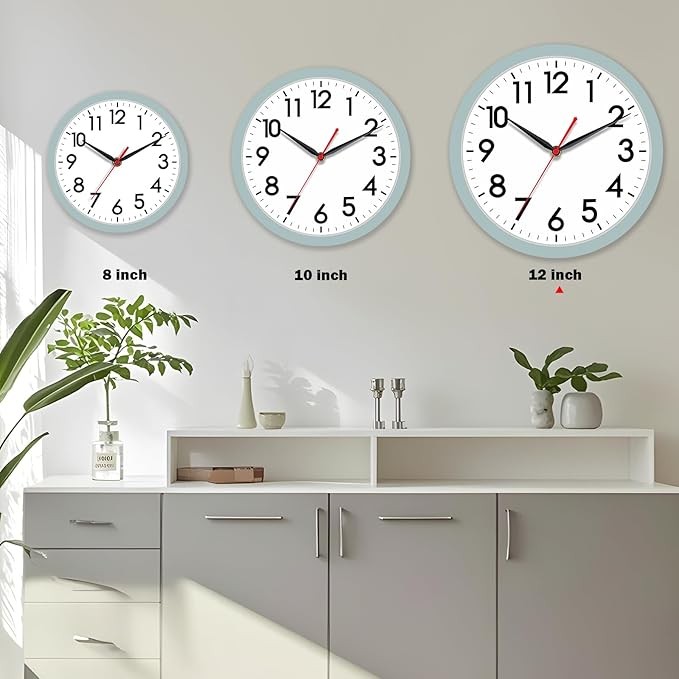 AKCISOT Wall Clock, Modern Small Wall Clocks Battery Operated 12 Inch ...