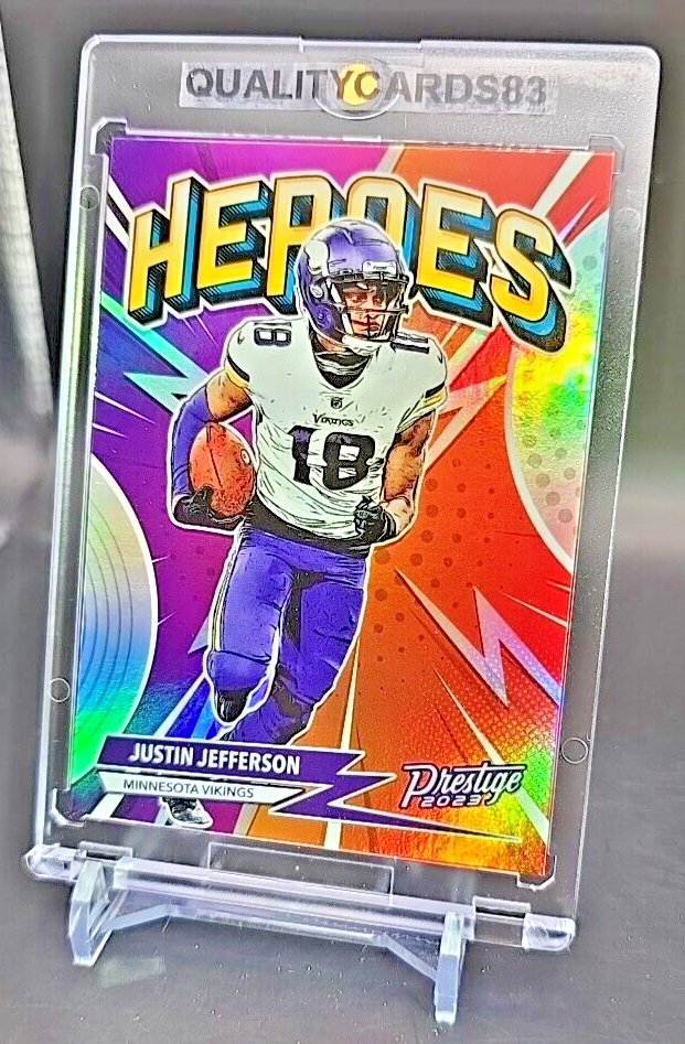 JUSTIN JEFFERSON RAINBOW HOLO FOIL INSERT HEROS WITH CASE MINNESOTA ...
