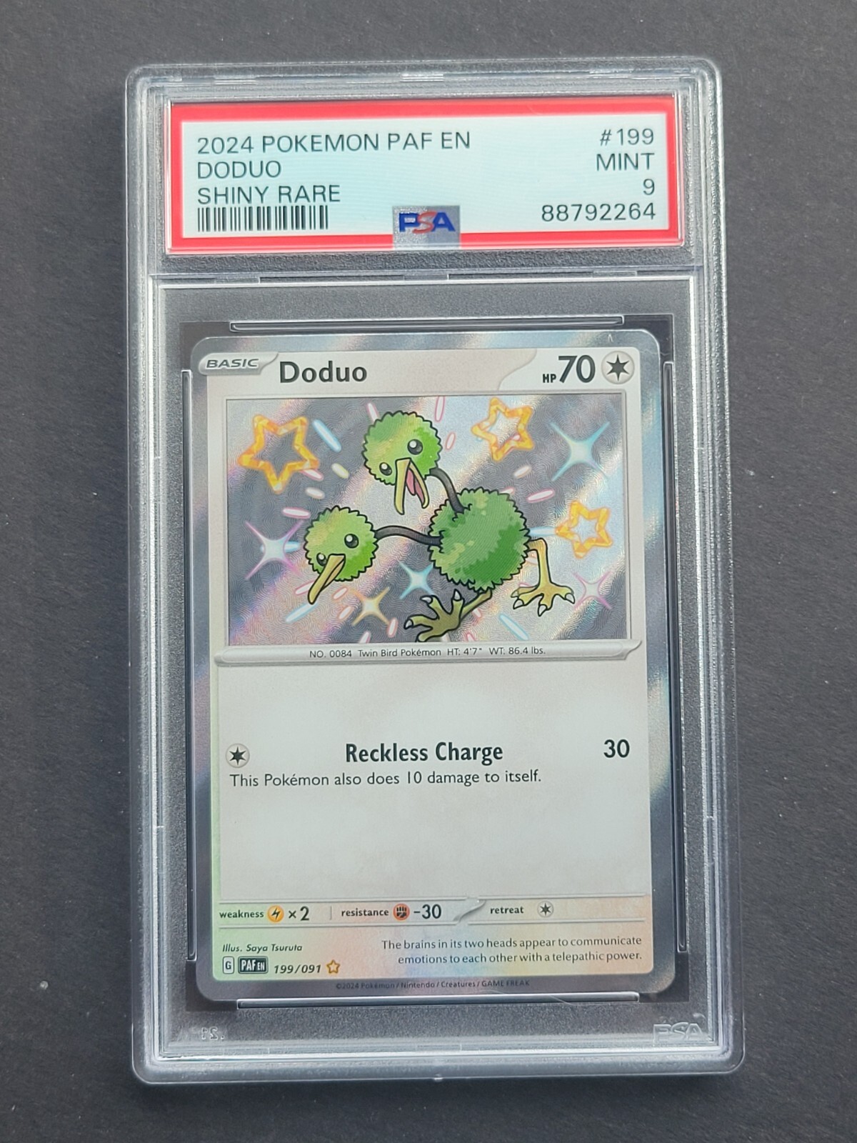 PSA 9 DODUO 199/091 - SCARLET & VIOLET PALDEAN FATES SHINY RARE - MINT ...