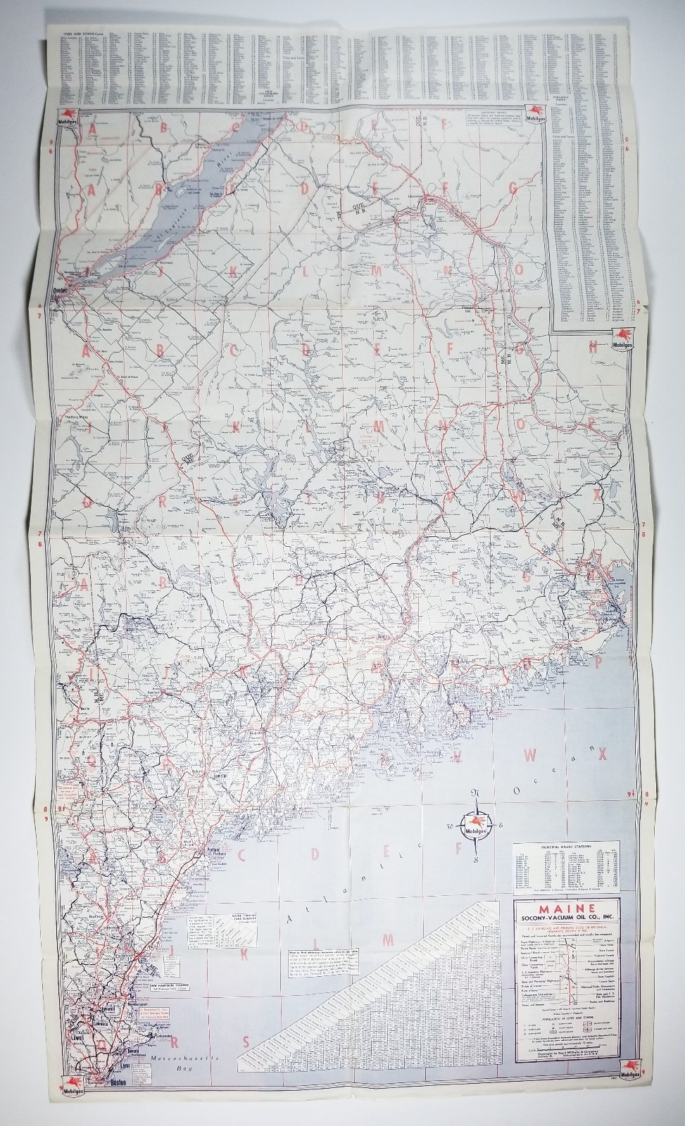 Mobilgas Northern New England Fold Out Road Map Socony Mobil Oil Co ME ...