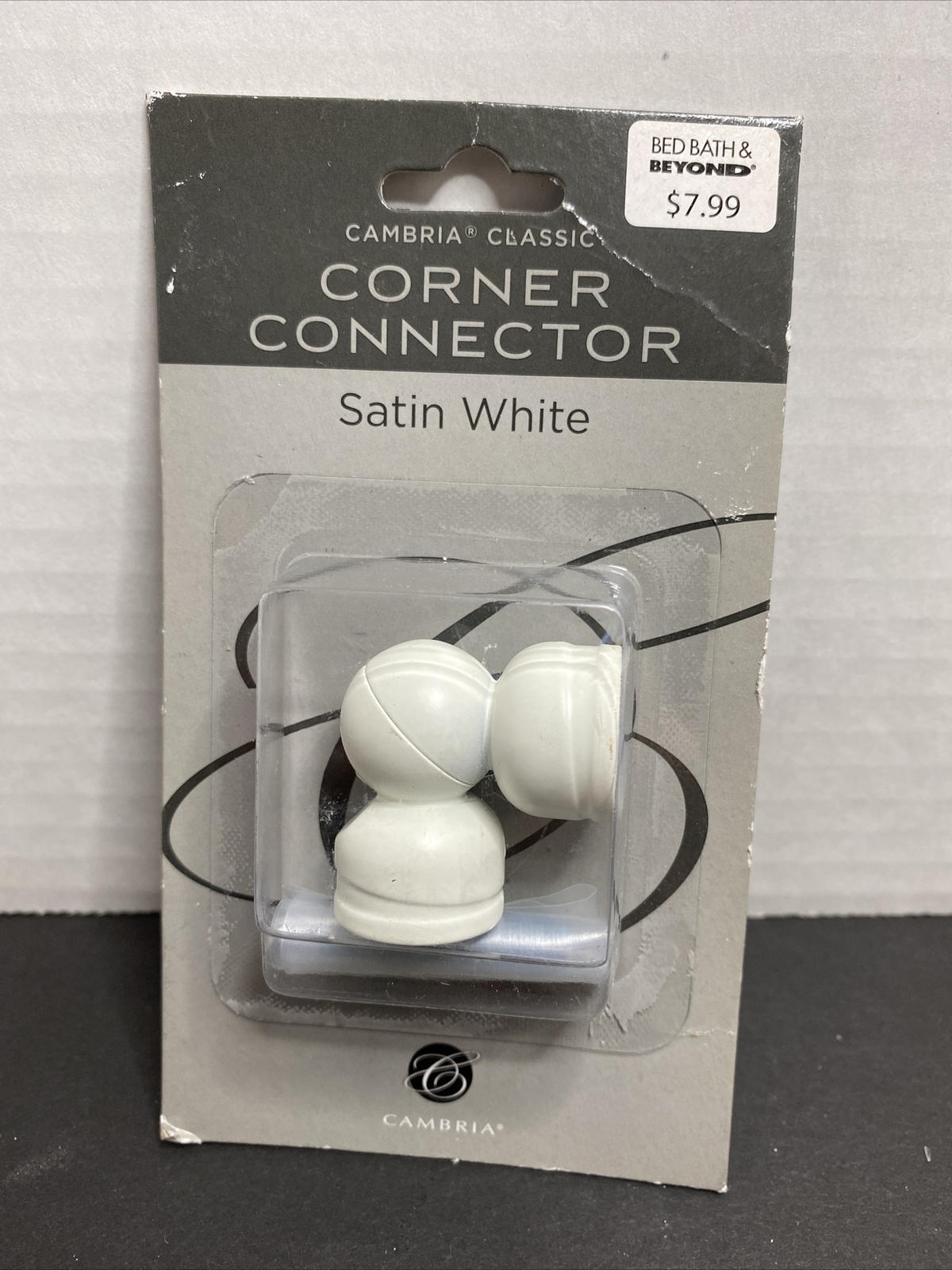 Cambria Classic Corner Connector Curtain Rod Connector -- Satin White 5 ...