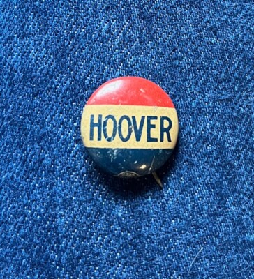 1928 Herbert Hoover For President 7/8" Litho Name Pinback Bastian Bros ...