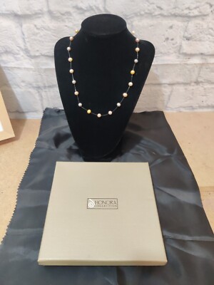 💝 Honora Pearl Necklace. Gray Champaign And White 17 Inches Beautiful ...