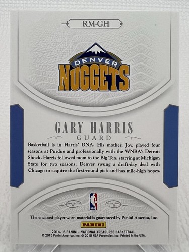 GARY HARRIS 2014-15 Panini National Treasures #RM-GH ROOKIE PATCH AUTO *15/25* | eBay