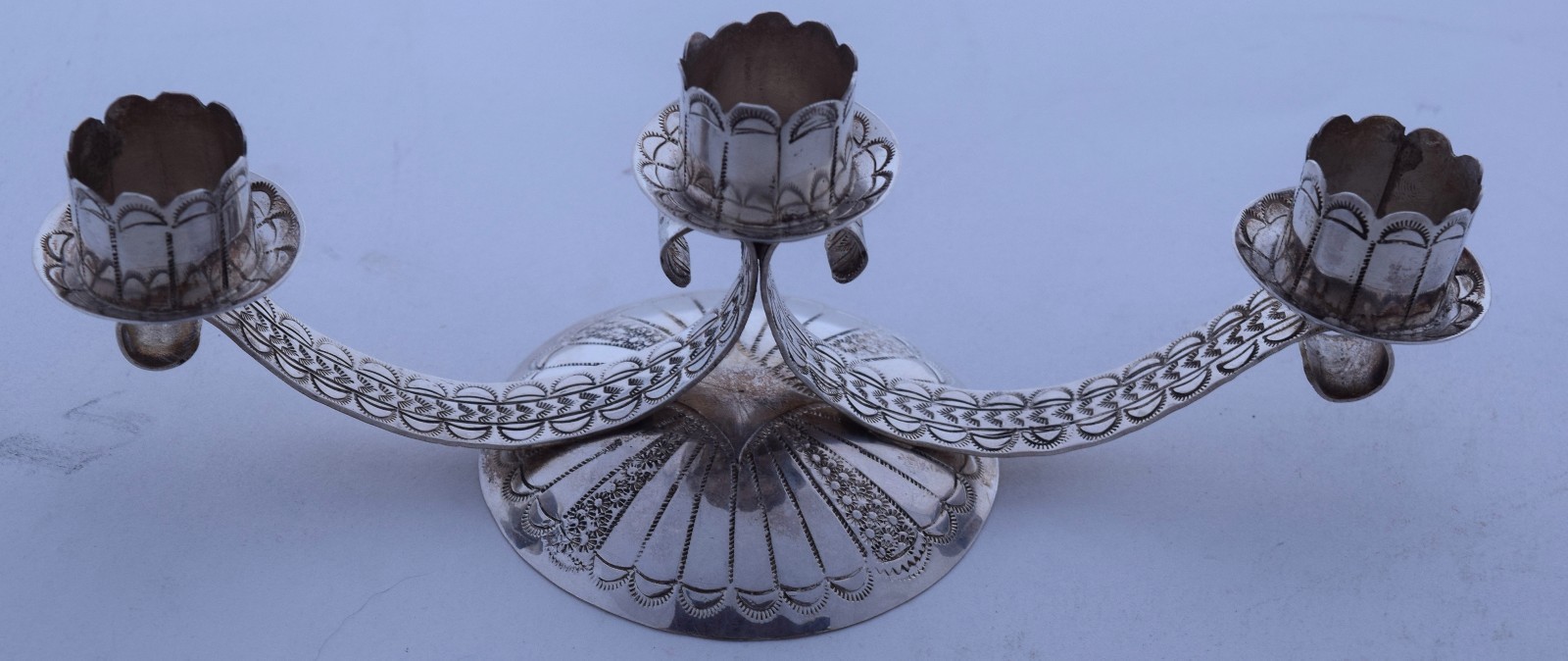 Native American, Navajo hand stamped sterling silver candelabra 3 ...