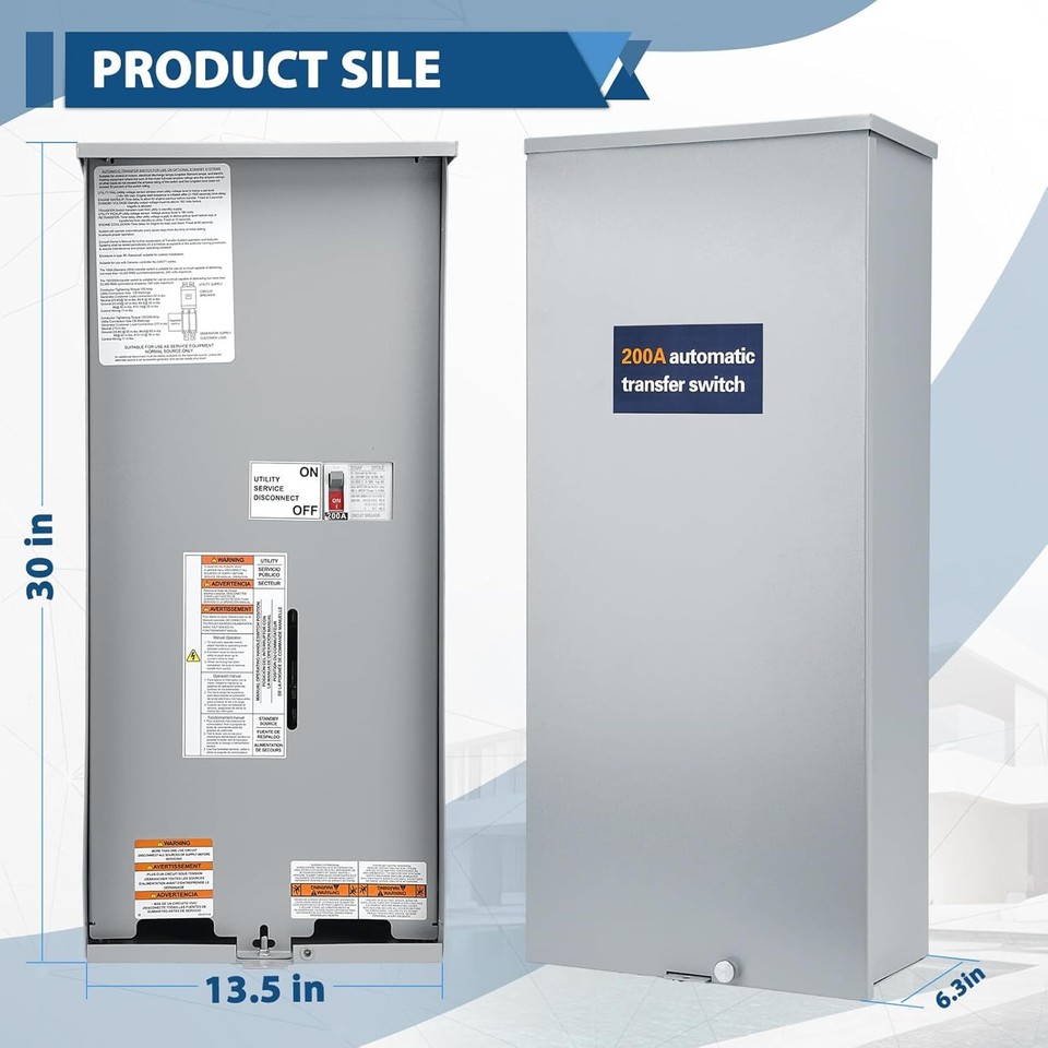 200 Amp Automatic Transfer Switch, 120/240V NEMA 3R Aluminum Enclosure ...