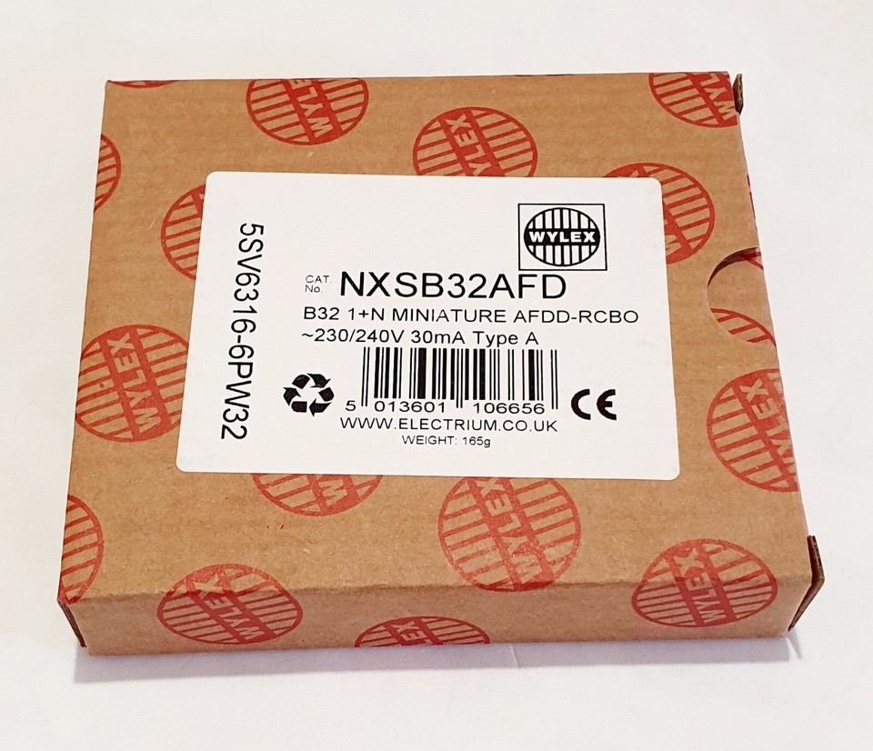 Wylex NXSB32AFD 32A B Type 30mA 1P+N RCBO/AFDD Single Module Arc Fault ...