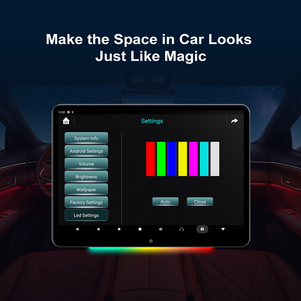 2x 14" FHD Touch Screen Car Headrest Monitor Backseat TV Player Media ...