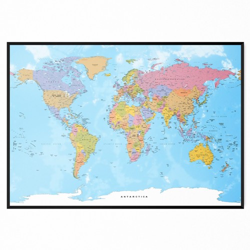 WORLD MAP POSTER PRINT EDUCATIONAL SCHOOL WALL ATLAS MAP CHART A5 A4 A3 ...
