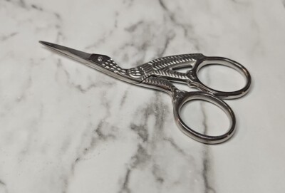 Vintage Heron Crane Stork Egret Bird Sewing Embroidery Silver Tone ...